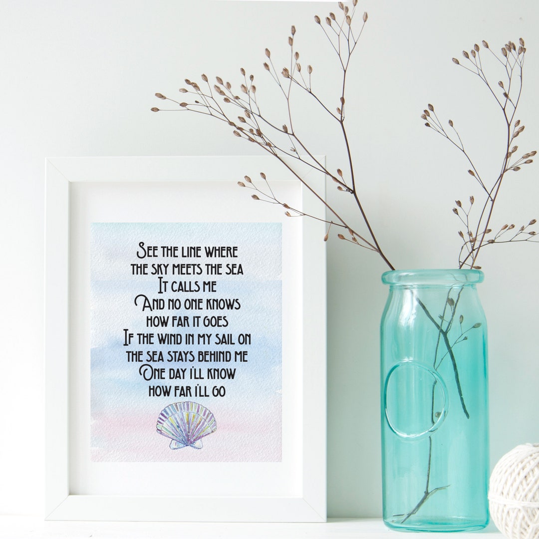 Moana Print, How Far I'll Go, the Sea Calls Me - Etsy