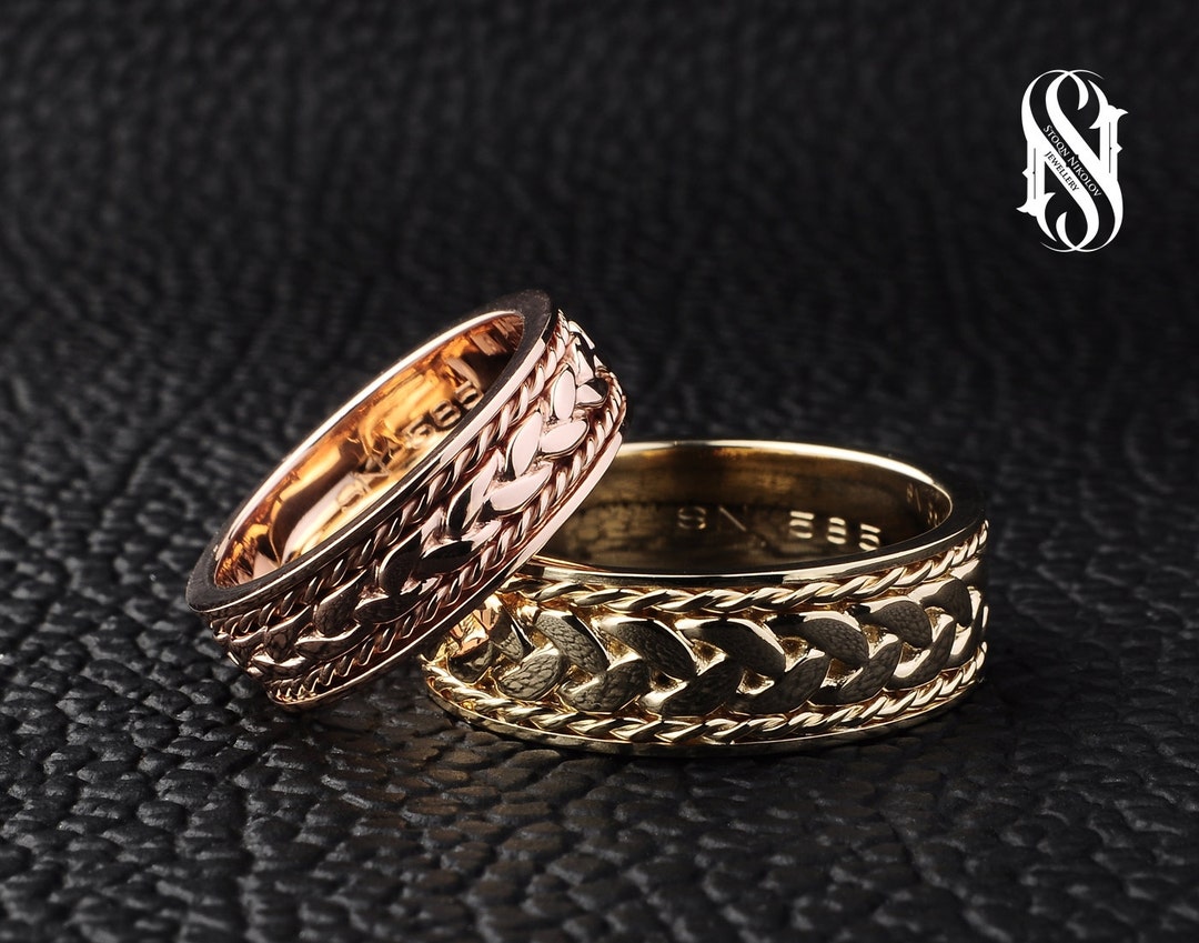 Couple Wedding Rings 14K Gold Couple Rings Gold Wedding Ring Set ...