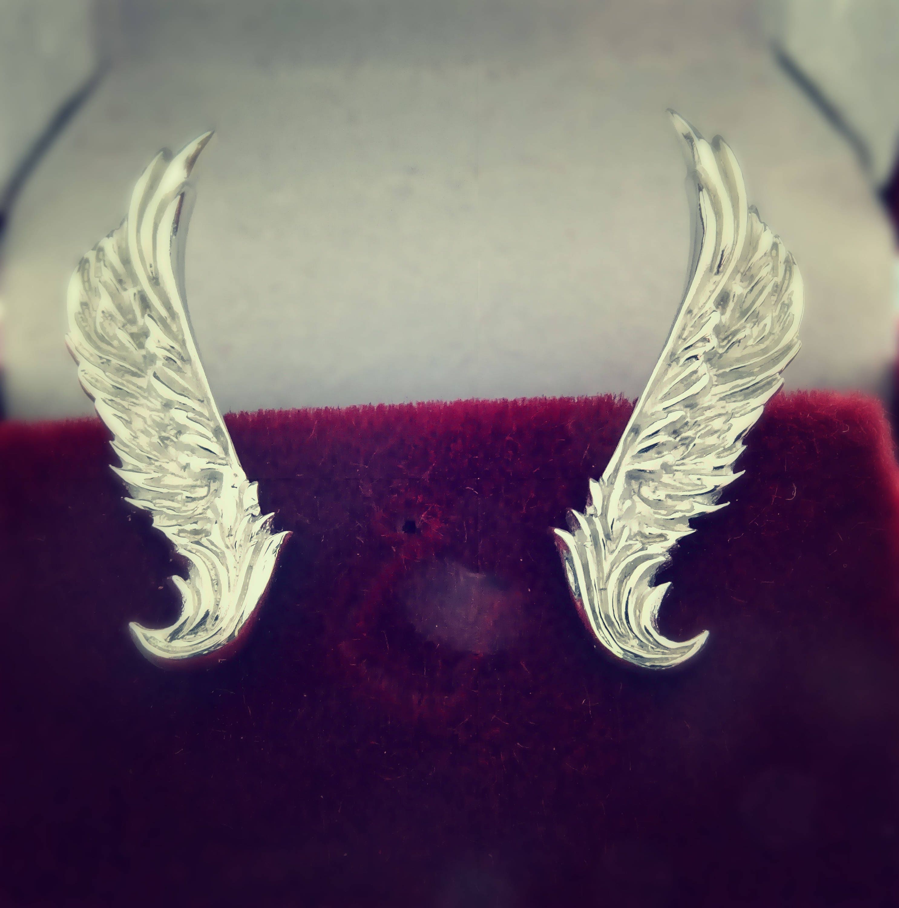 Unique Ear Climber Angel Wing Earrings 14k White Gold - Etsy