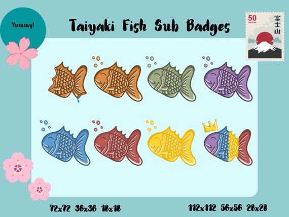 Taiyaki Fish Twitch Sub/bit Badges/fish/kawai/discord - Etsy