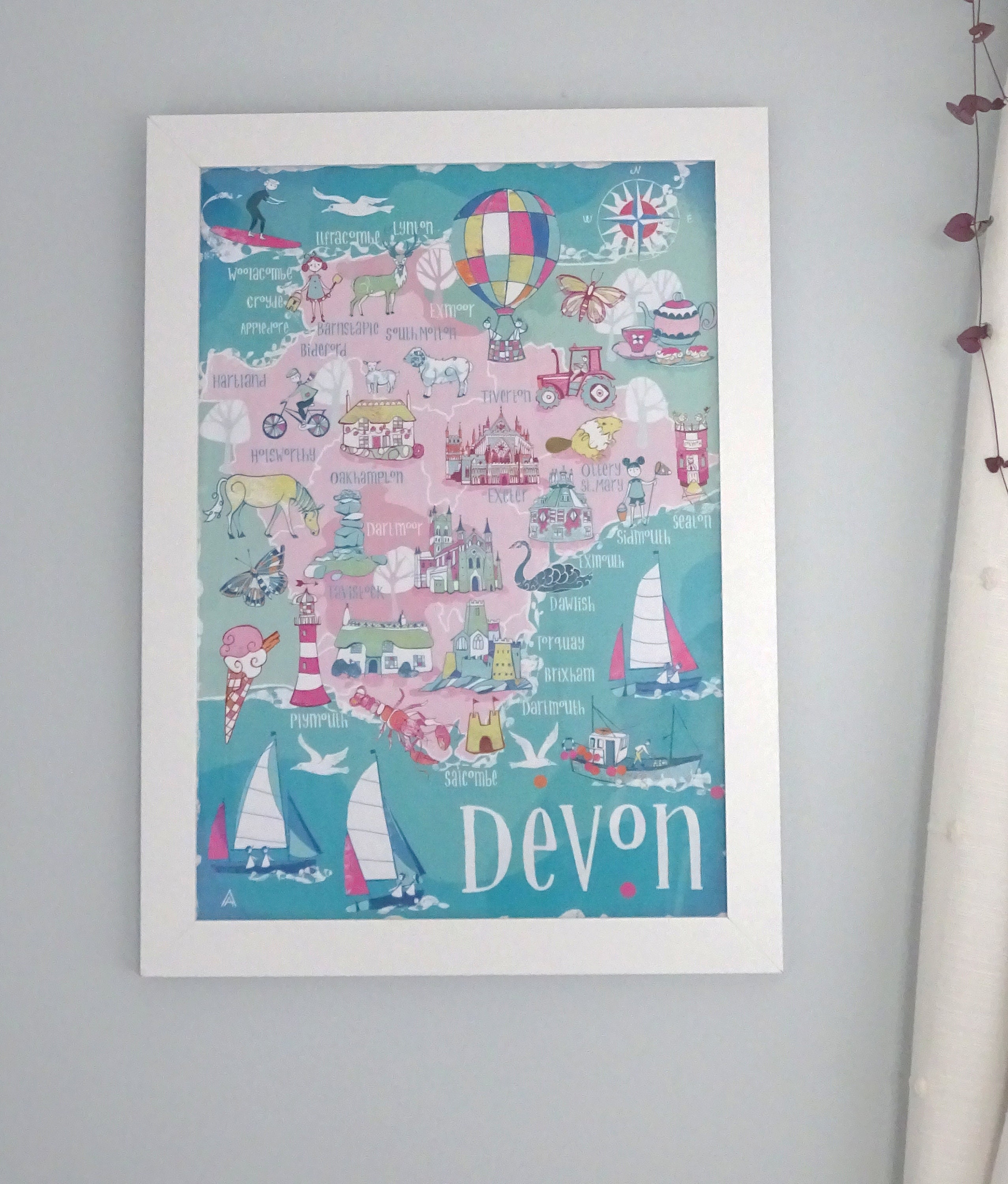 Devon Illustrated Map Print A4 / A3 Wall Art Digital or - Etsy