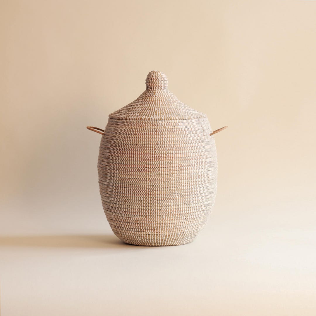 Handwoven African Laundry Basket With Lid: Small Seagrass Storage - Etsy