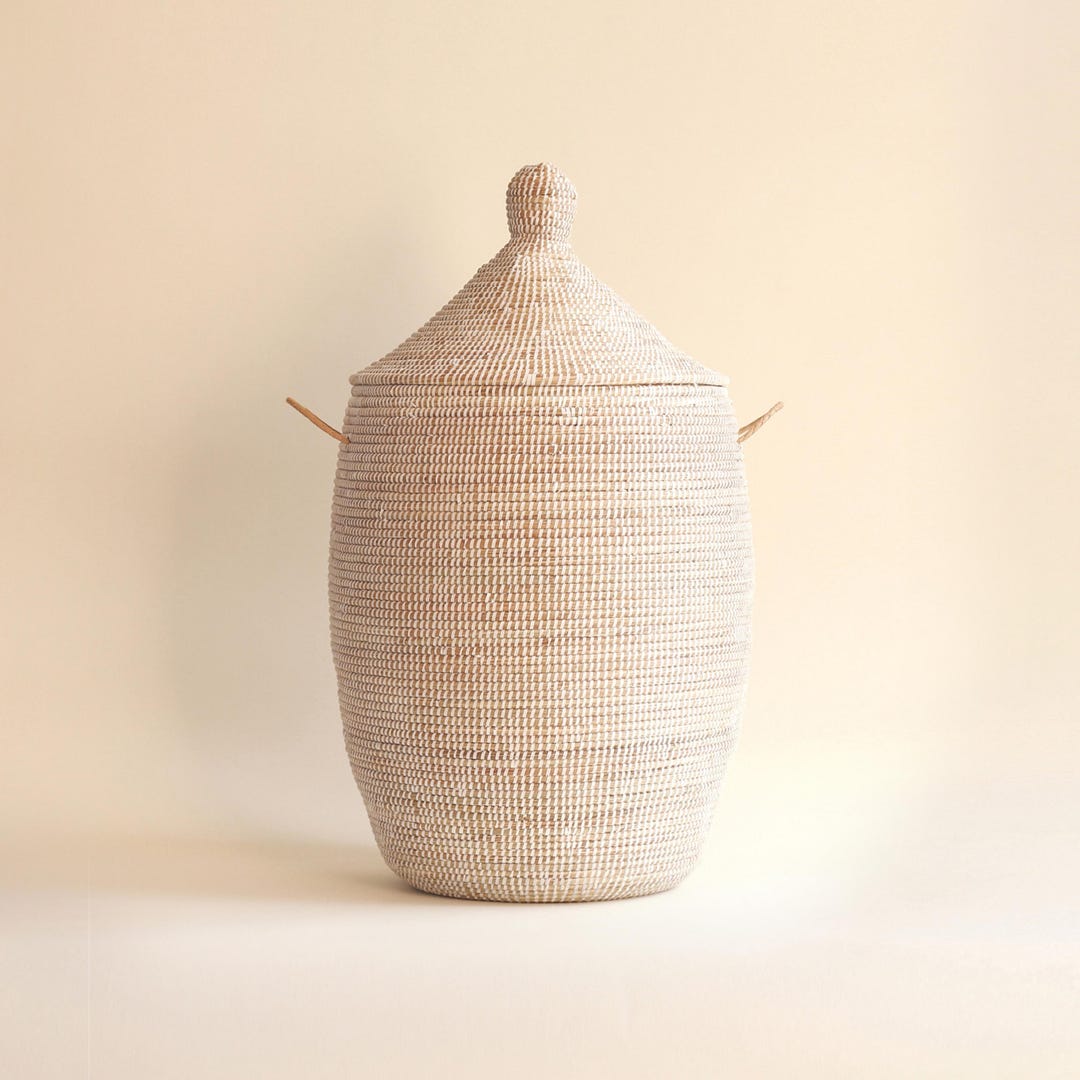 Laundry Basket With Lid, Handwoven African Basket, Seagrass Wicker ...