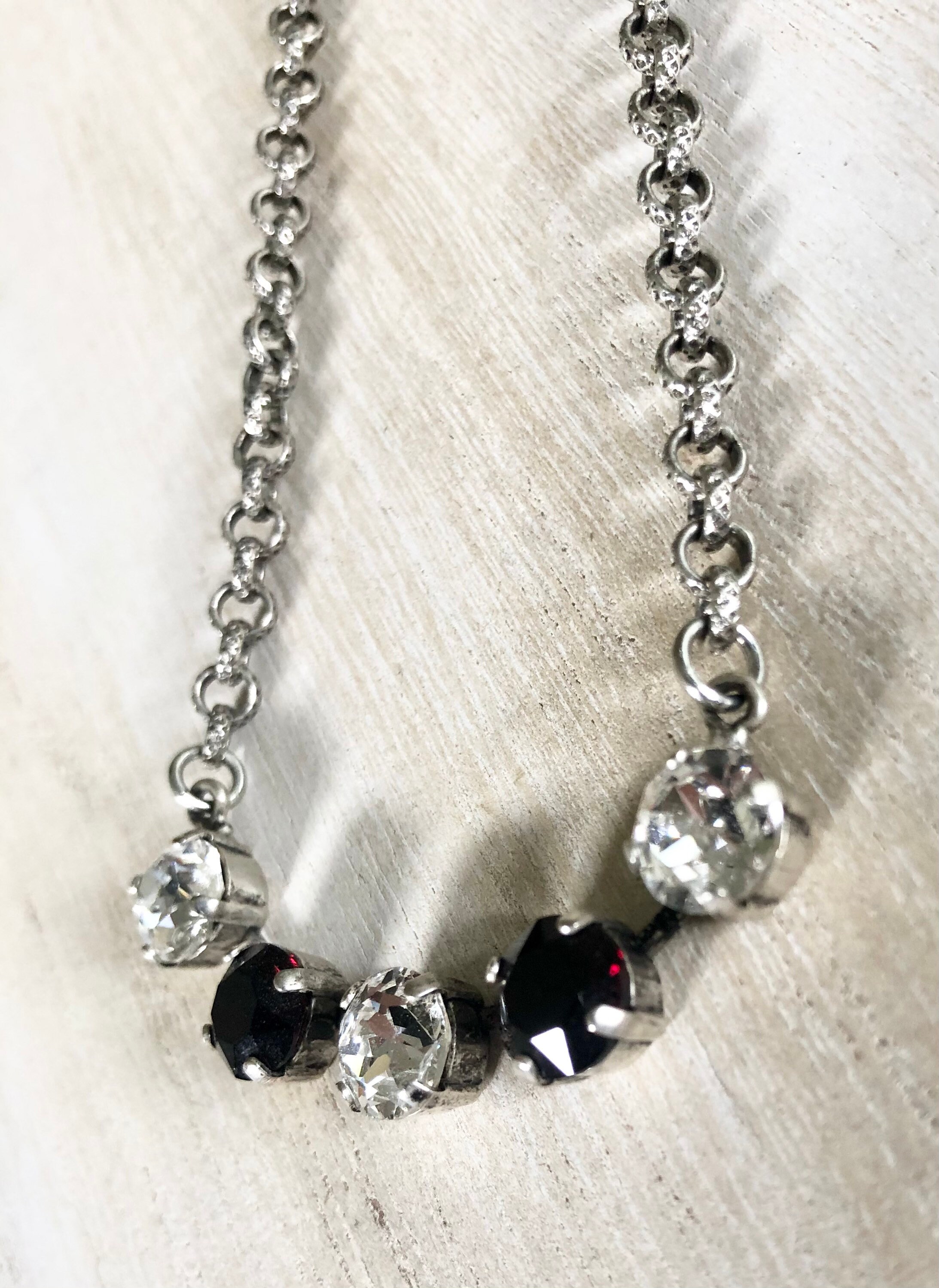 Large Swarovski Garnet & Clear Necklace | Etsy