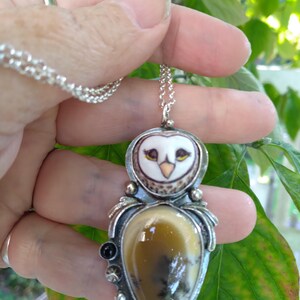 Artisan Brown Barn Owl. Hand Painted Porcelain Owl. Handmade Silver Owl ...