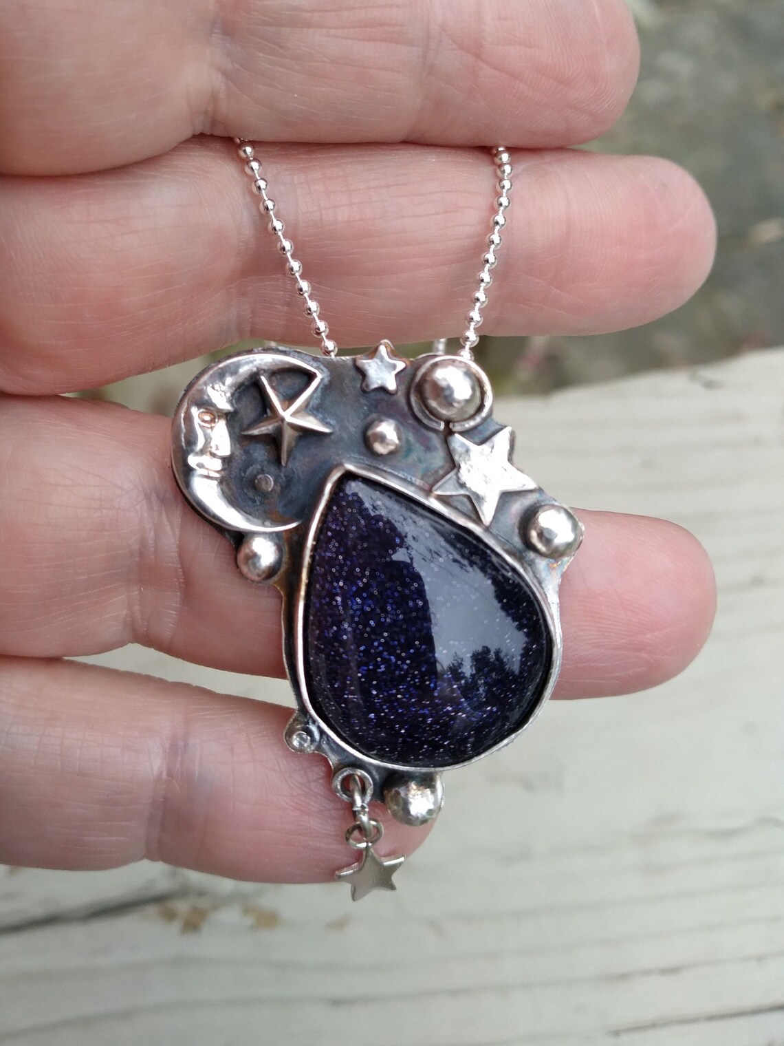 Celestial Boho Dream, Artisan Moon Star Necklace, Handmade Sterling ...