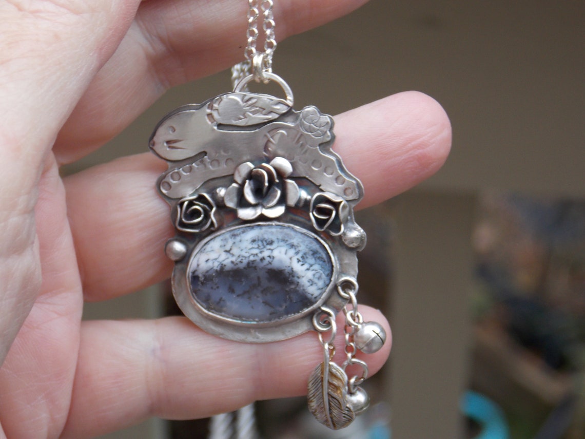 Sterling Handmade Wildlife Necklace, Artisan Forged Rabbit Necklace ...