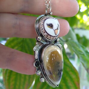 Artisan Brown Barn Owl. Hand Painted Porcelain Owl. Handmade Silver Owl ...