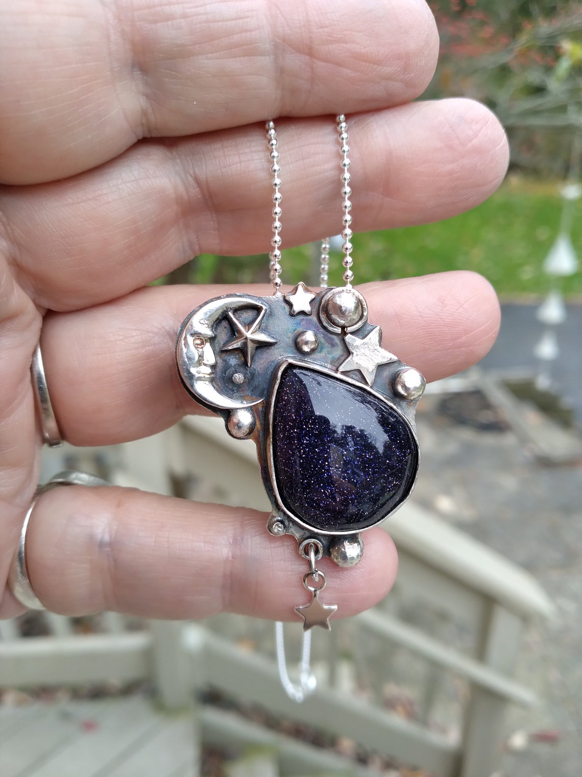 Celestial Boho Dream, Artisan Moon Star Necklace, Handmade Sterling ...