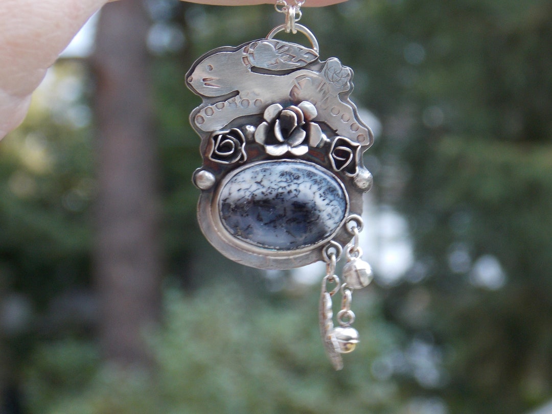 Sterling Handmade Wildlife Necklace, Artisan Forged Rabbit Necklace ...