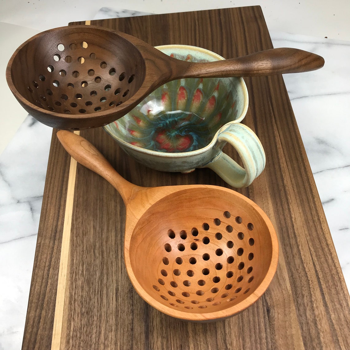 1 Cup Colander / Cherry or Walnut - Etsy