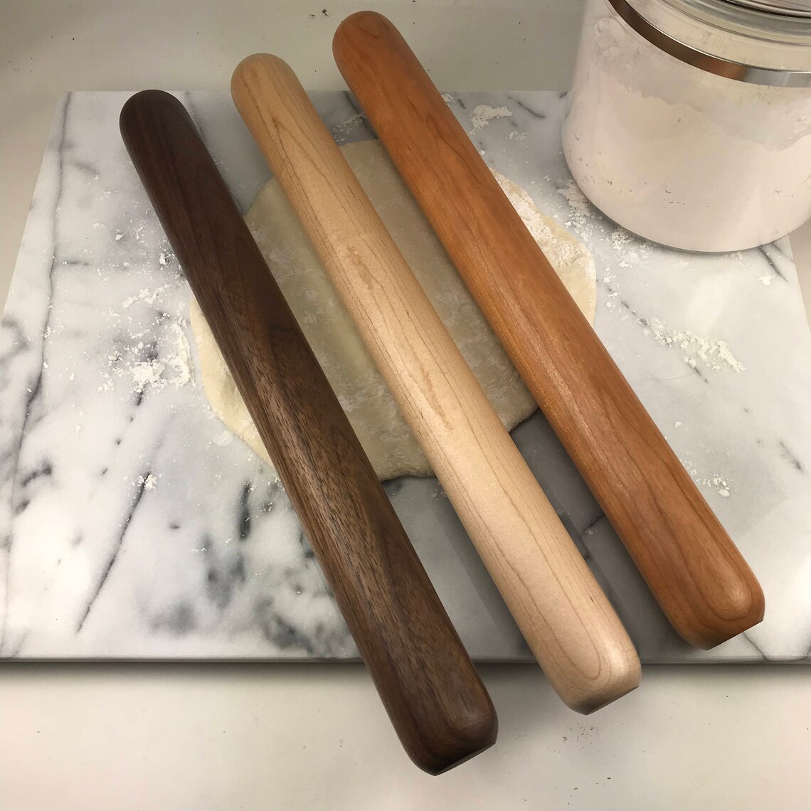 MEDIUM Straight Rolling Pins / 24" 18" and 12" / Walnut, Maple and ...