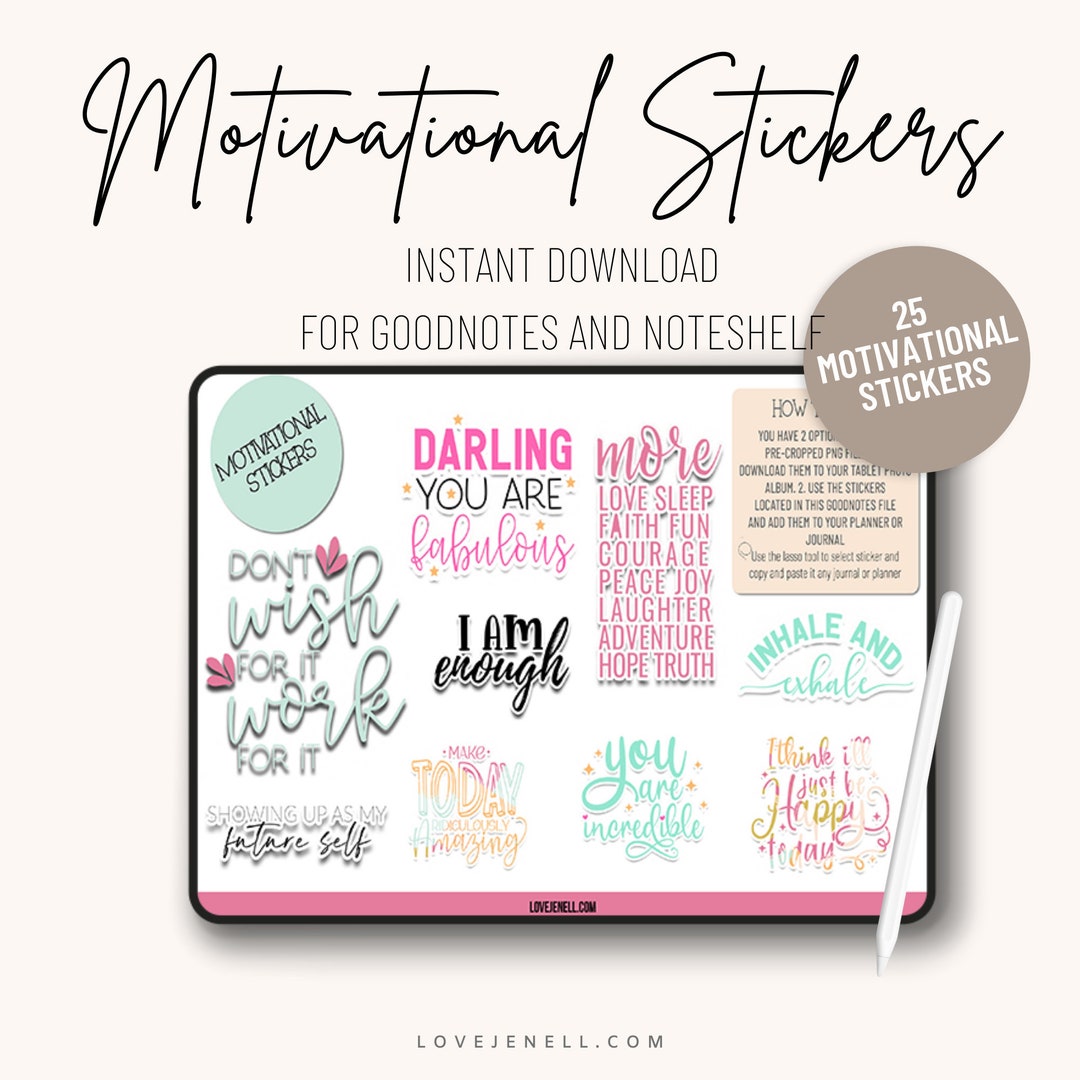 Digital Planner Stickers Motivational ~ Pre-cropped Goodnotes and PNG ...