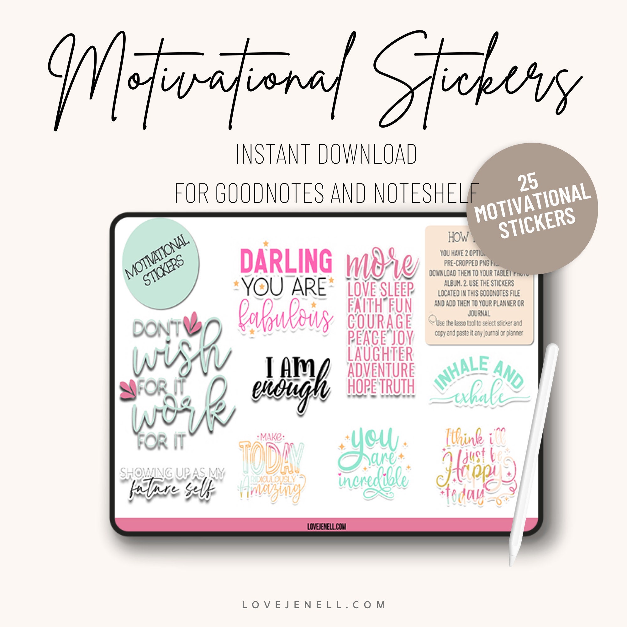 Paper & Party Supplies Digital Planner Stickers Motivational ~ Pre ...