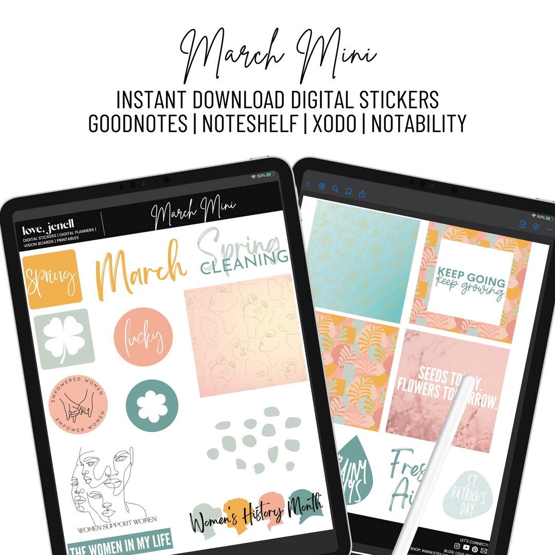 March Digital Planner Stickers-spring Women's History Month Digital ...