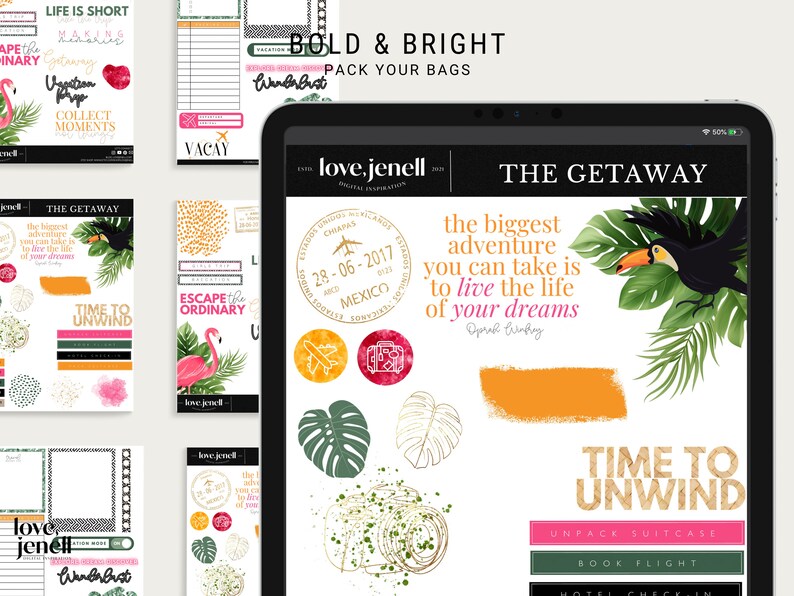 Travel Tropical Vacation Digital Planner Stickers ~ Summer Digital ...