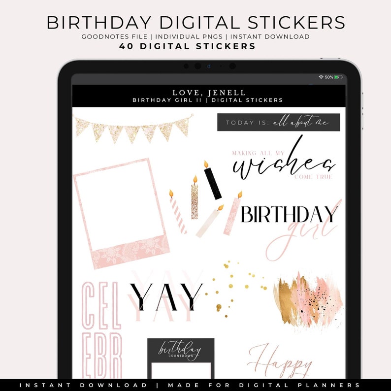 Birthday Digital Planner Stickers Digital Planner Stickers for ...