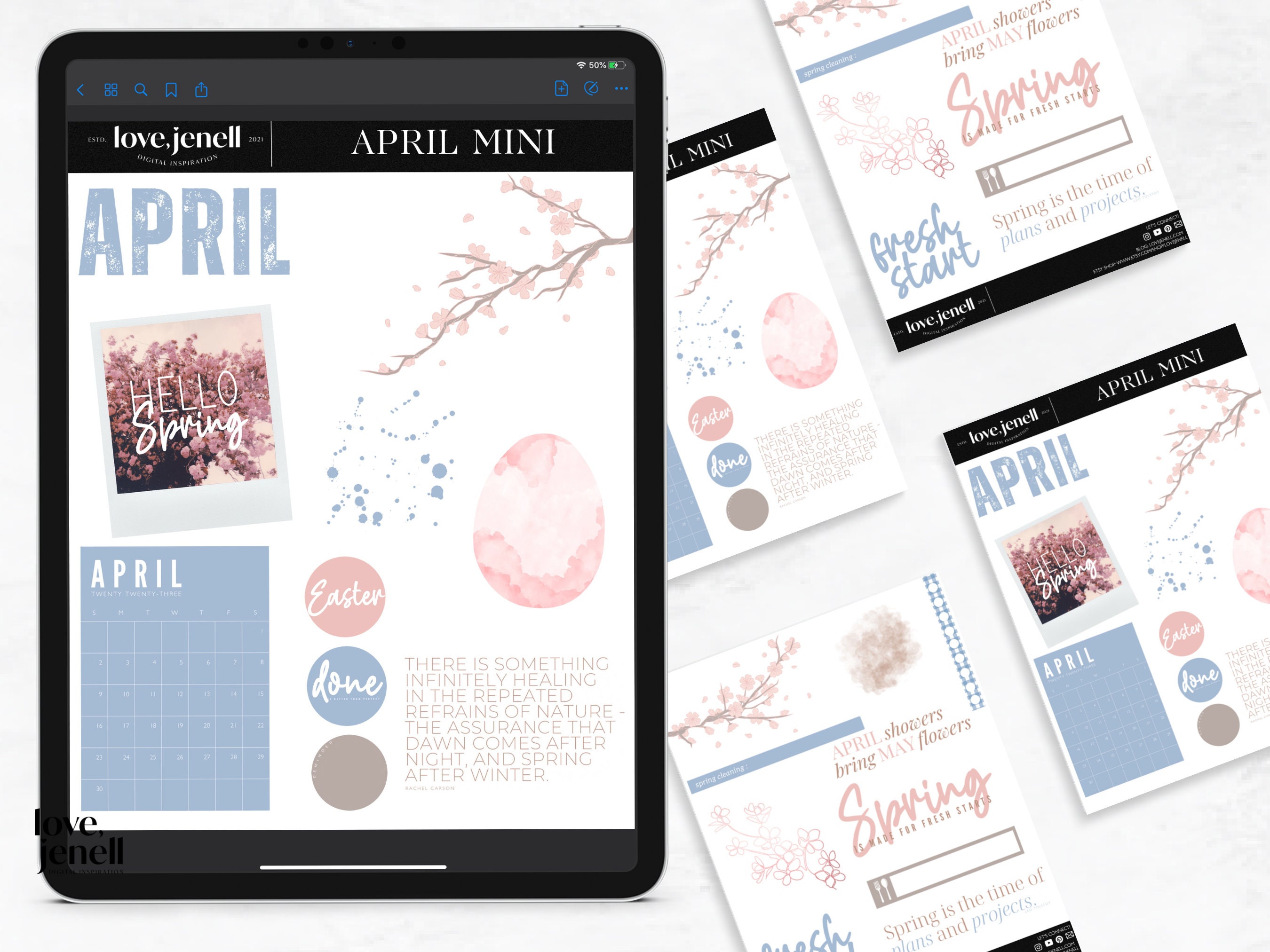 April Spring Easter Digital Planner Stickers | Noteshelf & Goodnotes ...