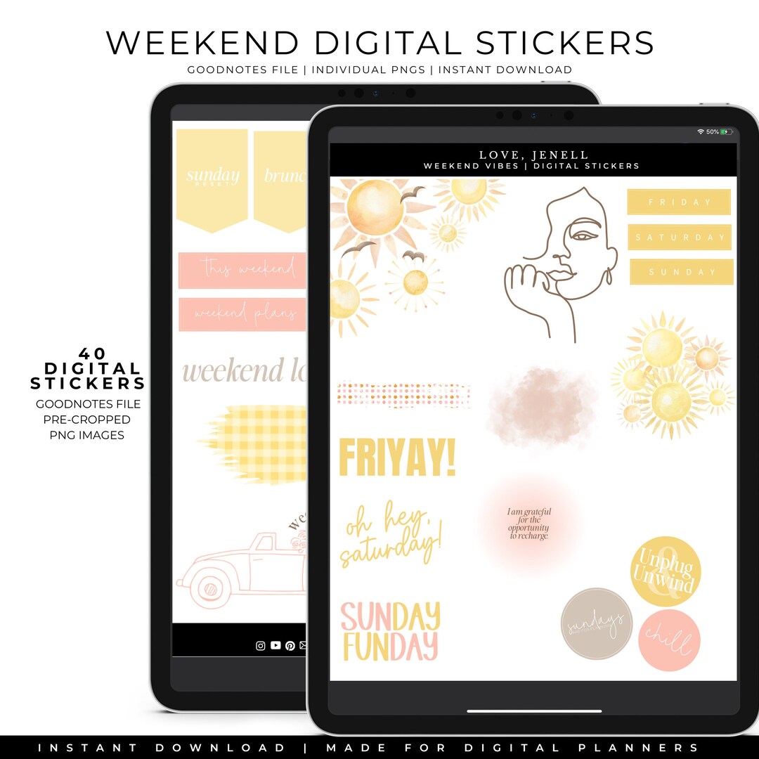 Digital Planner Stickers Weekend Vibes Affirmations Motivation Pre ...