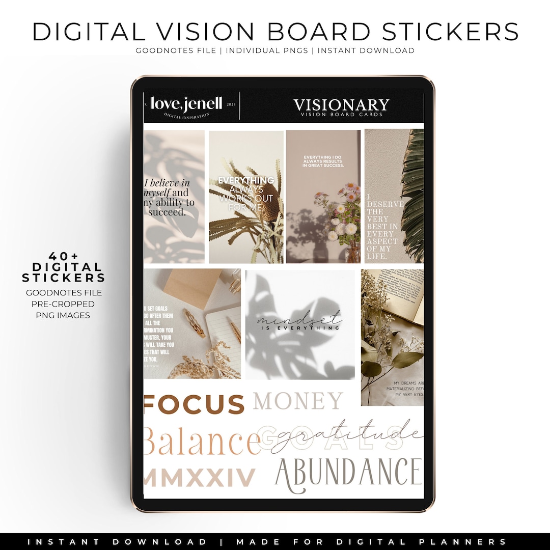 Digital Vision Board Stickers | Vision Board Graphics | Vision Board ...