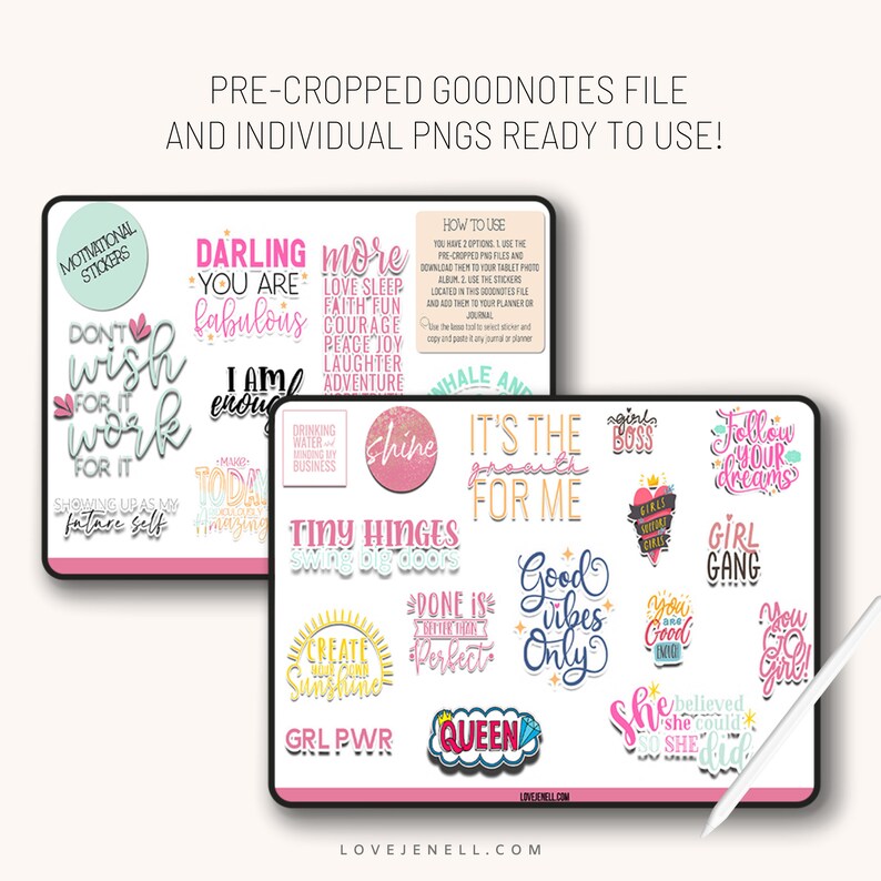 Digital Planner Stickers Motivational ~ Pre-cropped Goodnotes and PNG ...
