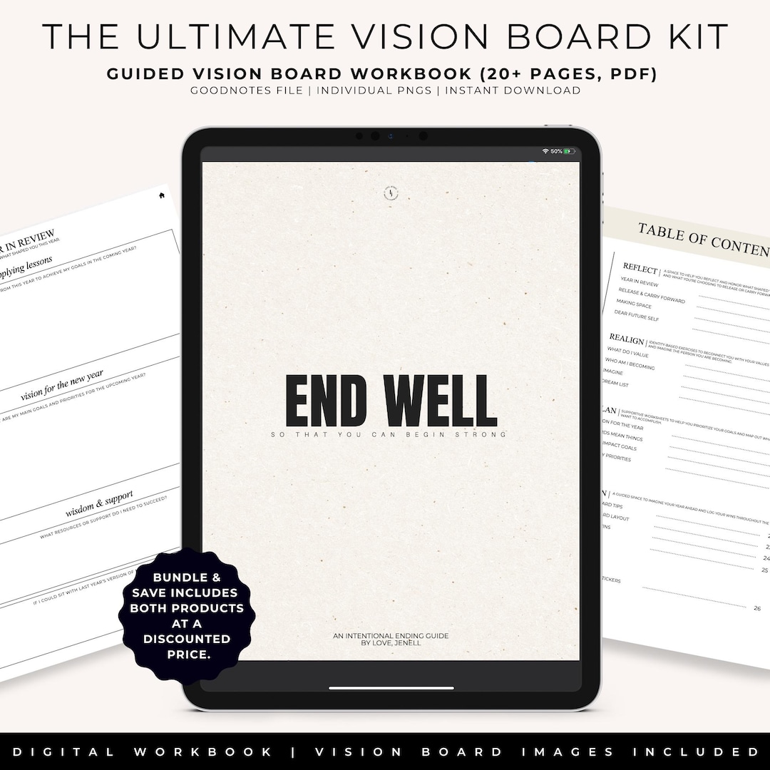 End Well Guided Vision Board Workbook | Reflection + Goal Setting Guide ...