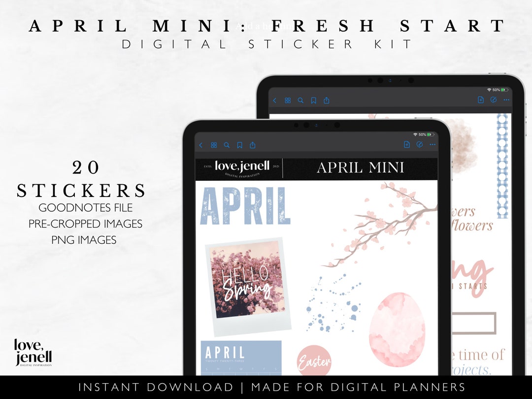 April Spring Easter Digital Planner Stickers | Noteshelf & Goodnotes ...