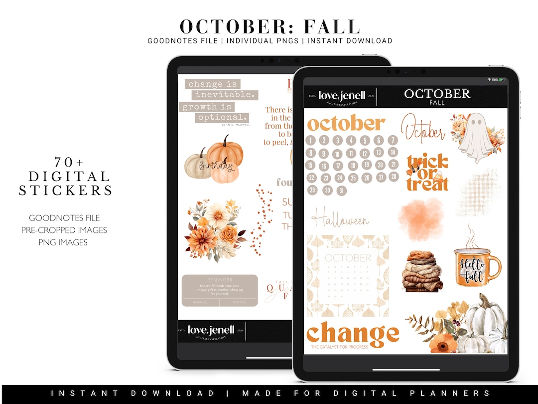 October Digital Planner Stickers Goodnotes-fall Digital Stickers~ | Pre ...