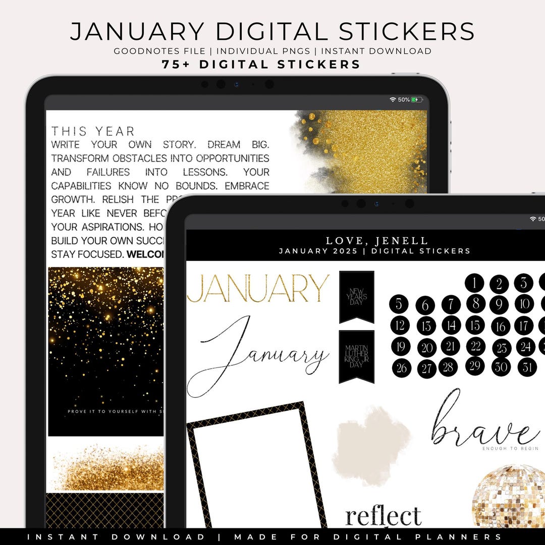 January Digital Planner Stickers- Winter Digital Stickers~ | Pre ...