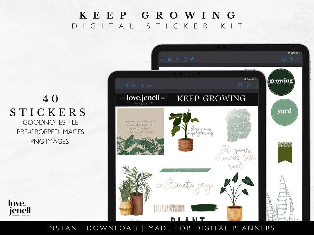 Plant Botanical Garden Digital Planner Stickers for Goodnotes and PNG ...