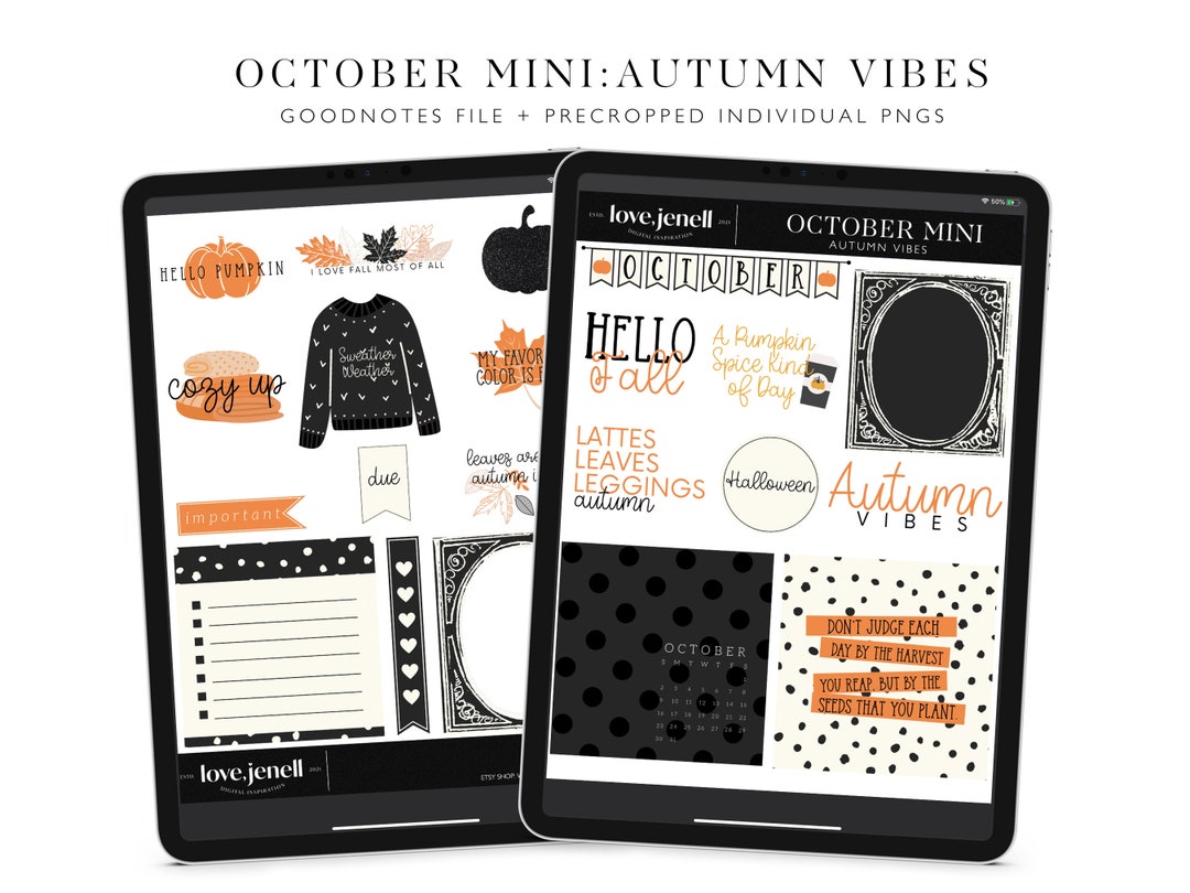 2022 October Mini Digital Planner Stickers-fall Digital Stickers~ | Pre ...