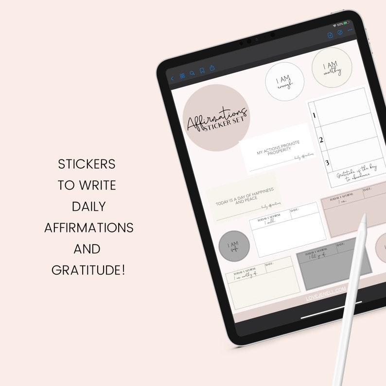 Digital Planner Stickers Affirmation Pre-cropped Goodnotes - Etsy