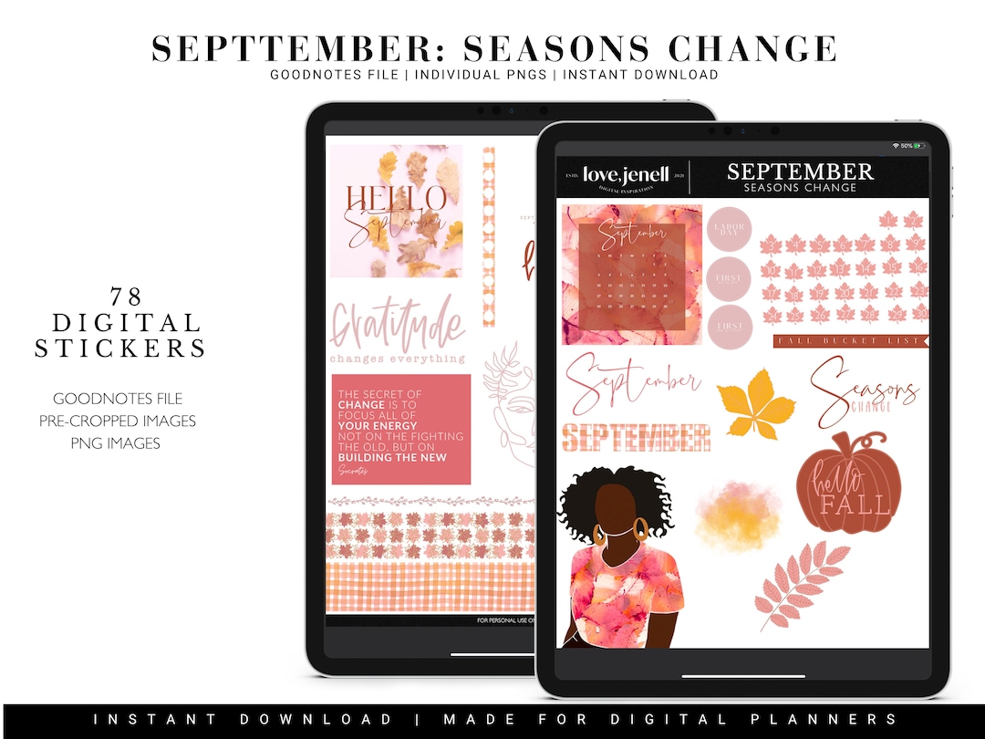September Digital Planner Stickers-fall Digital Stickers~ | Pre-cropped ...