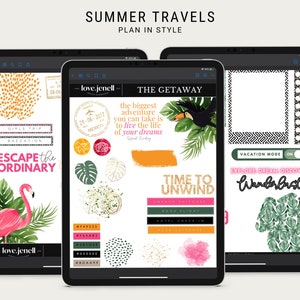Travel Tropical Vacation Digital Planner Stickers ~ Summer Digital ...
