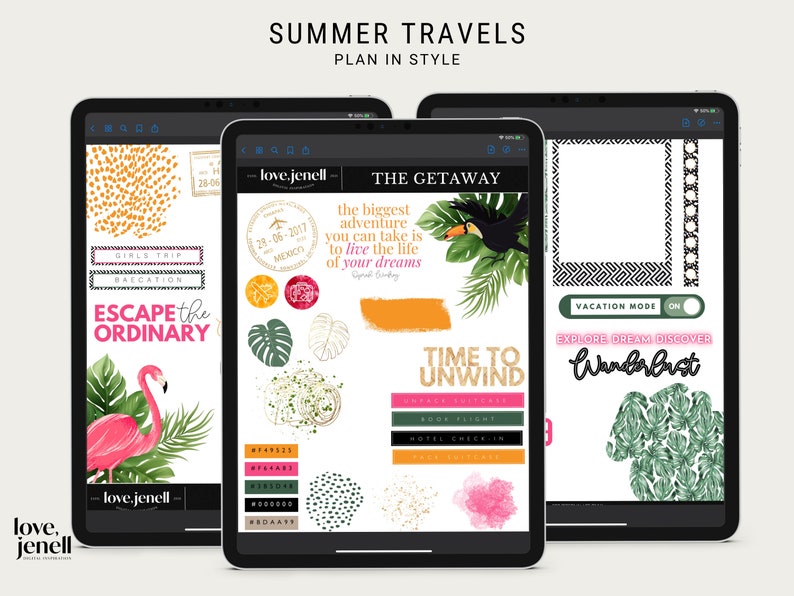 Travel Tropical Vacation Digital Planner Stickers ~ Summer Digital ...