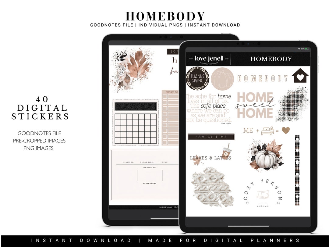 Cozy Fall Hygge Homebody Digital Stickers for Goodnotes - Muted Fall ...