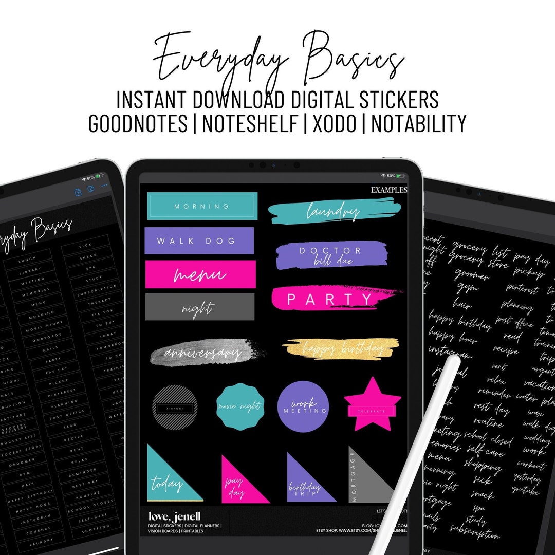 200 Stickers Everyday Basic Digital Planner Stickers~ Daily Word ...