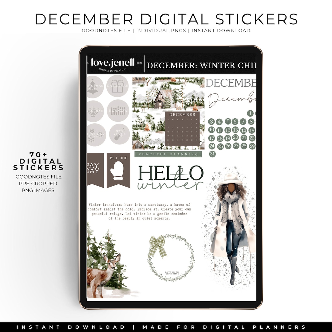 December Digital Planner Stickers- Winter Digital Stickers~ | Pre ...