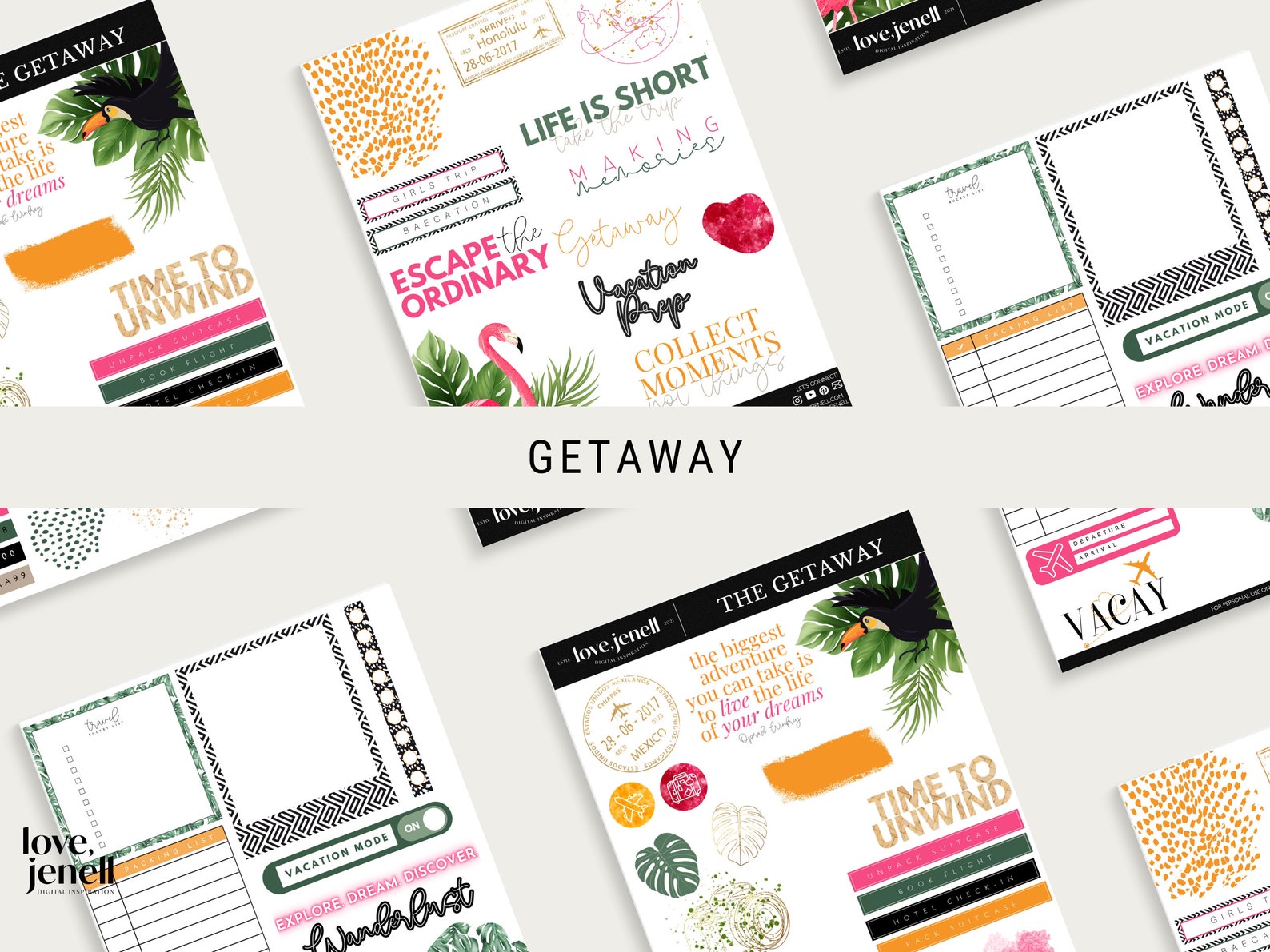Travel Tropical Vacation Digital Planner Stickers ~ Summer Digital ...