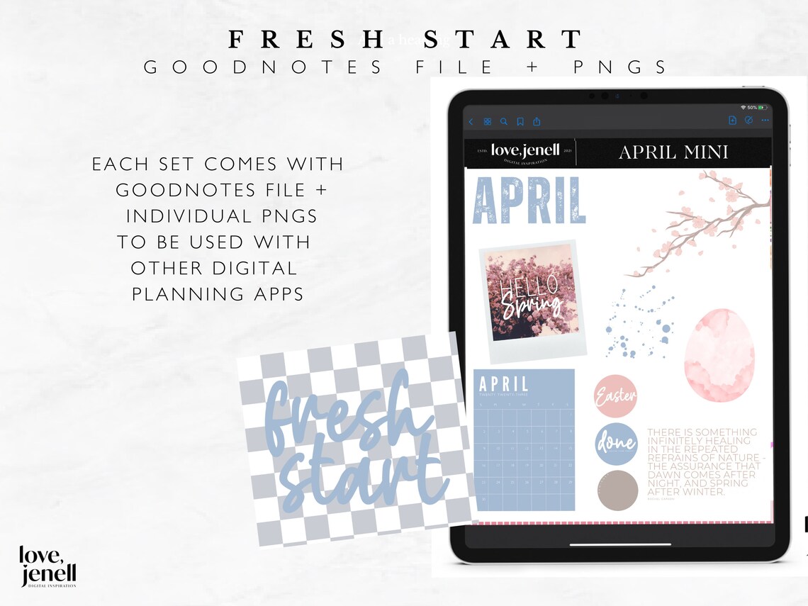 April Spring Easter Digital Planner Stickers | Noteshelf & Goodnotes ...