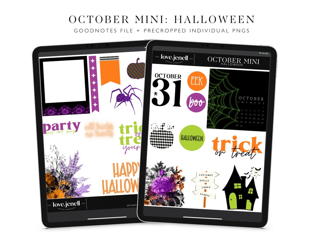 2022 October Mini: Halloween Digital Planner Stickers-fall Digital ...