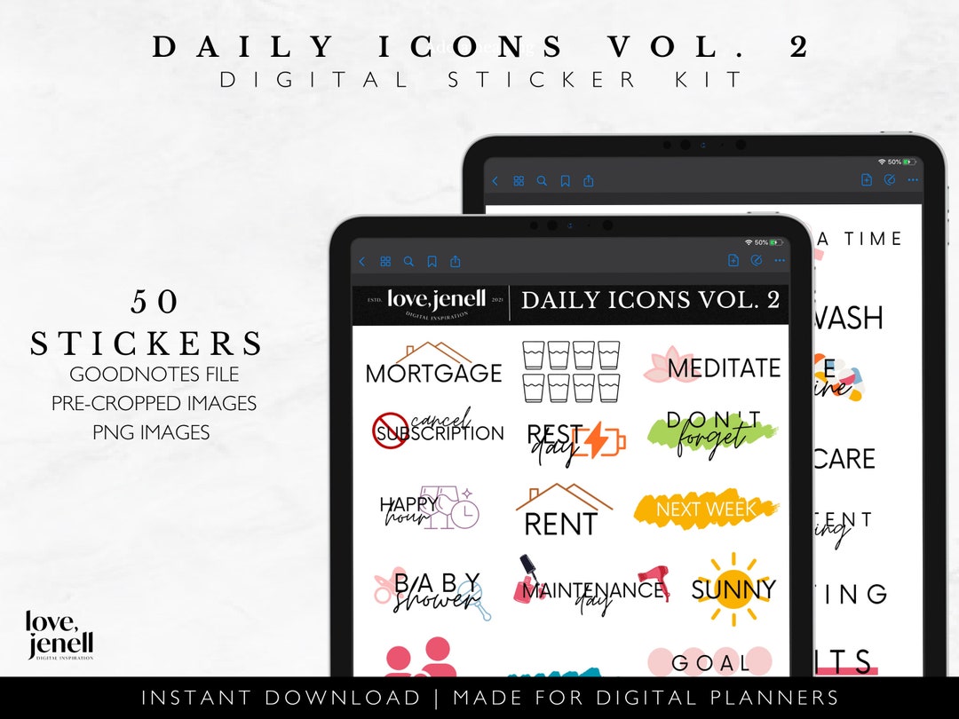 Daily Icons Digital Stickers for Digital Planners | Pre-cropped Pngs ...