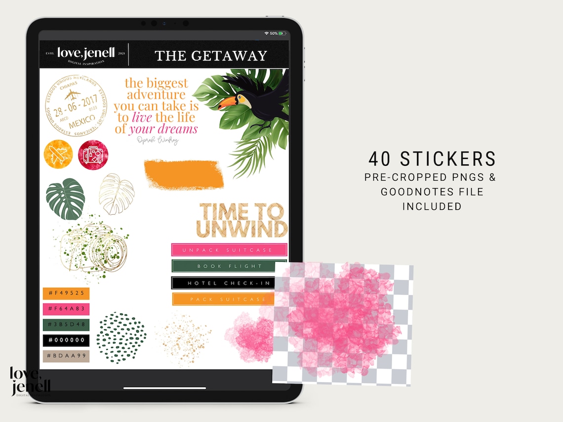 Travel Tropical Vacation Digital Planner Stickers ~ Summer Digital ...