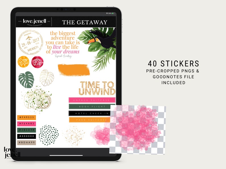 Travel Tropical Vacation Digital Planner Stickers ~ Summer Digital ...