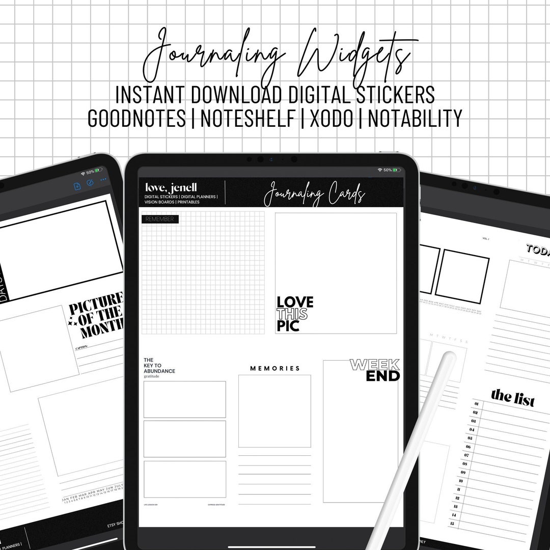 Digital Planner Journal Widgets - Stickers - Scrapbooking, Memory ...