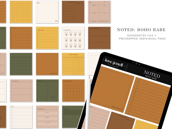 Digital Sticky Notes Planner Stickers Boho Themed - Etsy