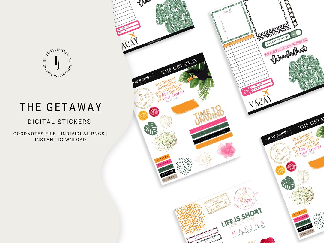 Travel Tropical Vacation Digital Planner Stickers ~ Summer Digital ...