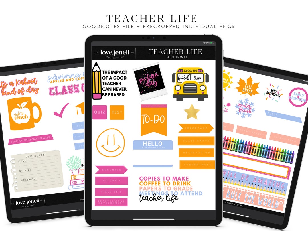 Teacher Digital Planner Stickers~ Back to School Digital Stickers- Pre ...