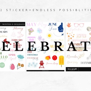 Digital Planner Stickers Months and Holidays~ Goodnotes Precropped PNG ...