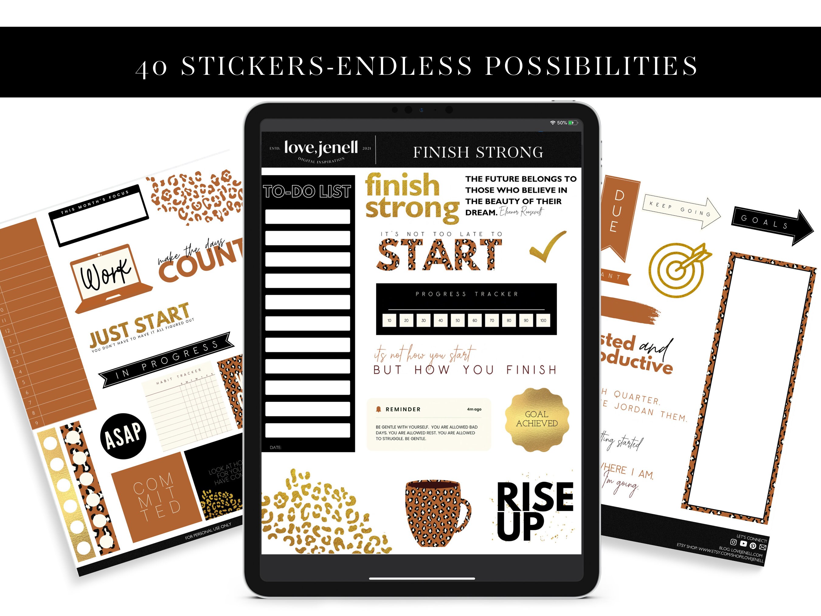 Motivational Digital Stickers Animal Print Digital Stickers - Etsy